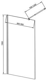 Aqualine WALK-IN zástěna jednodílná k instalaci na zeď, 900x1900 mm, sklo čiré WI091