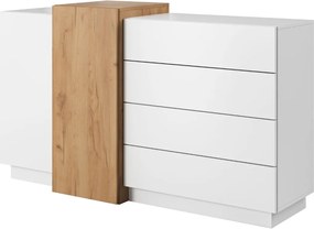 Bílá komoda se zásuvkami 3D F 2D4S s prvky dub craft