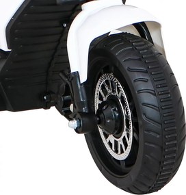 Ramiz Motorka Fast Tourist na baterie pro děti bílá + audio + světla + ekokůže