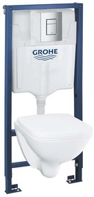 Grohe Solido - Set předstěnové instalace, klozetu a sedátka softclose, tlačítko Even, chrom 39467000