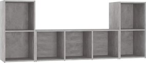 3dílný set TV skříněk betonově šedý dřevotříska 3080019