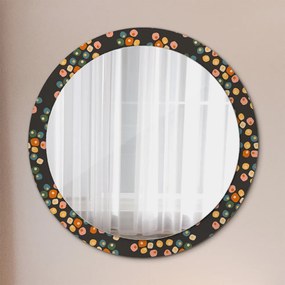 Kulaté dekorativní zrcadlo Květinové tečky fi 90 cm
