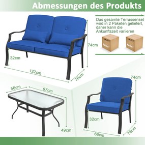 Costway 4-dílný. Sestava zahradního nábytku, zahradní nábytek se sedátkem