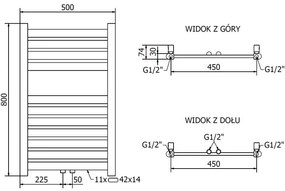 Mexen Uran, topné těleso 800x500 mm, 283 W, zlatá lesklá, W105-0800-500-00-50