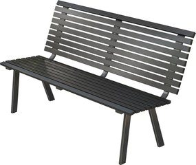 Outsunny 3místná kovová zahradní lavice, odolná proti povětrnosti, lamelové provedení, nosnost 240 kg — 154 × 68 × 88 cm, černá | Aosom