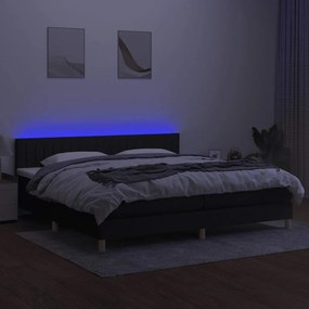 Box spring postel s matrací a LED černá 200x200 cm textil 3133903