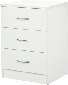 HOMCOM Moderní noční stolek se 3 zásuvkami pro obývací pokoj a ložnici, nosnost 50 kg, 40x35x58 cm, bílý | Aosom