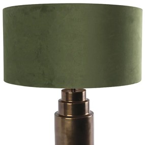 Stolní lampa v art deco stylu bronzová ssametovým stínidlem zelená se zlatem 50 cm - Bruut