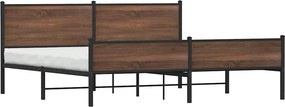 Kovový rám postele bez matrace hnědý dub 193 x 203 cm 3301417