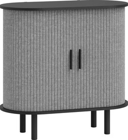 HOMCOM bufet do obývacího pokoje, ovální úložný nábytek se 2 posuvnými dveřmi a 2 přihrádkami, 80 x 40 x 78 cm, šedý