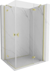 Mexen Mist-H Duo, 2-křídlý ​​výklopný sprchový kout 75 x 120 cm, čiré sklo, zlatý matný profil, 8A5-075L-120P-55-00