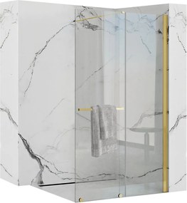 Rea Cortis, posuvná sprchová zástěna 100x200cm, 6mm sklo, čiré sklo, zlatý profil, REA-K8484