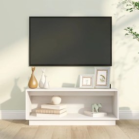 TV skříňka bílá 90 x 35 x 35 cm masivní borové dřevo