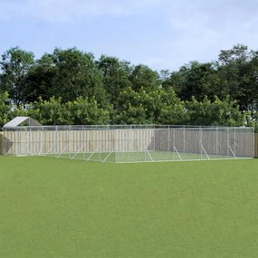 Venkovní psí kotec se střechou stříbrný 12 x 12 x 2,5 m ocel 3190474