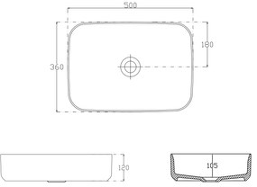 Sapho, INFINITY RECTANGLE keramické umyvadlo na desku, 50x36 cm, bílá, 10NF65050
