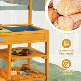 Costway Bahenní kuchyňka dětská kuchyňka na hraní ze smrkového dřeva s knoflíky