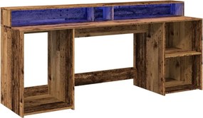 Psací stůl s LED světly old wood 200x55x91 cm kompozitní dřevo 3309445