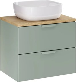 Závěsná skříňka Aster Smile s deskou a umyvadlem 60 cm zelená/dub cremona