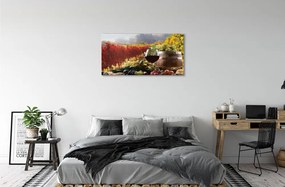 Obrazy na plátně Podzimu sklenice na víno 140x70 cm