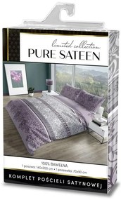 Saténové povlečení 220x200 Pure Sateen 004 fialové květy Faro