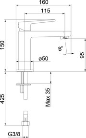 Sapho TURSI stojánková umyvadlová baterie bez výpusti černá mat TI002B