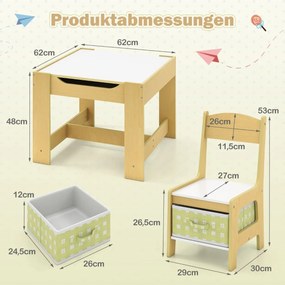 Costway Dětský stůl s 2 židličkami na aktivity s odnímatelnou deskou stolu