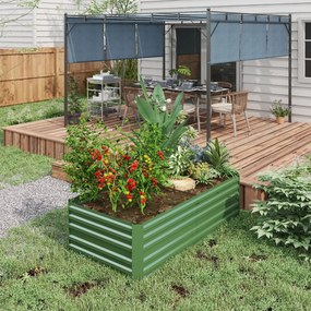 Vyvýšený zahradní záhon Outsunny z oceli, rostlinný záhon, studený rám, skládatelná nádoba na rostliny 180x90x60cm pro zahradu, balkon, terasu, zelen…