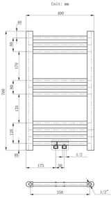 Erga Simple, topné těleso 700x400 mm, 234 W, černá, ERG-LAV-SIMP-7040-BK