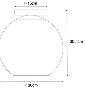Designové stropní svítidlo černé se zlatým sklem - Bert