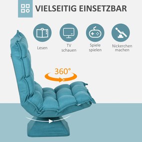 HOMCOM Podlahové křeslo Nastavitelná pohovka otočná Meditační křeslo Relaxační křeslo Líná pohovka do obývacího pokoje a kanceláře Modrá | Aosom.de