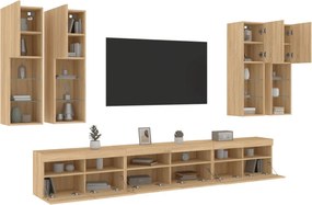 7dílná obývací stěna s LED osvětlením dub sonoma 3216780