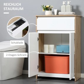 Kleankin Příruční skříňka do koupelny s 1 zásuvkou a 2 dveřmi - Koupelnový úložný kabinet pro obývací pokoj, koupelnu, ložnici - Moderní styl - Proti…