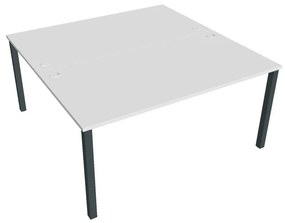 Dvojstůl pracovní rovný 160×160 cm - Hobis Uni USD 1600 Dekor stolové desky: bílá, Barva nohou: černá