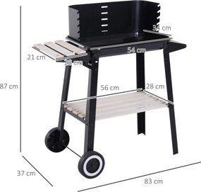 Outsunny Uhlíkový Gril BBQ na Pikniky a Otevřený Oheň 83x46x87 cm