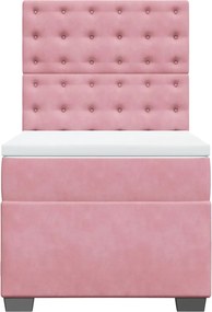 Box spring postel s matrací růžová 90x200 cm samet 3293127