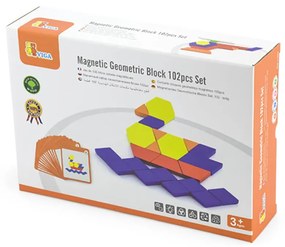 VIGA dřevěná magnetická skládačka Geometrické tvary 102 ks