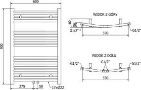 Mexen Ares, topné těleso 900x600 mm, 433 W, antracitová, W102-0900-600-00-66