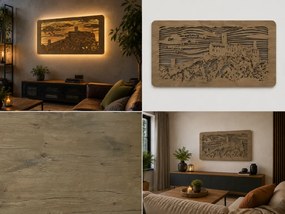 Li-Go "Bezděz" světelný obraz s baterií a pohybovým čidlem 100x50 cm provedení povrchu: dub