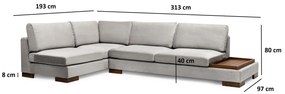 Hanah Home Rohová pohovka TULIP světle šedá levý roh 560ARE1157
