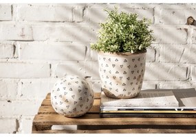Béžový keramický obal na květináč se obrysy srdíček Ankie – 14x13 cm