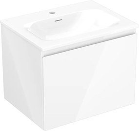 Mexen Orio, koupelnová skříňka 60 cm s umyvadlem Vela, 1 zásuvka, bílá lesklá, 91A10-06047-1-BF00-W23M00