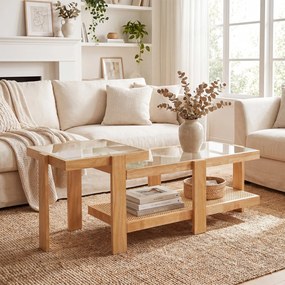 Costway Sada 2 konferenčních stolků v boho stylu, stohovatelný odkládací stolek