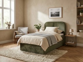 Čalouněná postel boxspring FORENA 90x200 cm tmavě zelená Matrace: Matrace Bonell pružinová