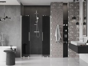 Mexen Velar Duo, posuvné sprchové dveře do otvoru 150 cm, 8mm šedé sklo, broušená ocel, 871-150-000-42-97