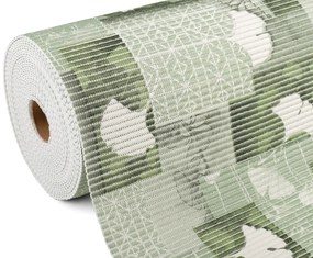 Koupelnová pěnová rohož / předložka PRO-058 Ginkgo listy na zeleném - metráž šířka 65 cm