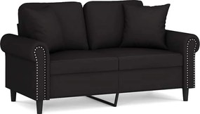 2místná pohovka s polštáři černá 120 cm samet 3200940