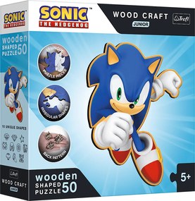 Puzzle trefl wood craft junior puzzle chytrý ježek sonic 50 dílků