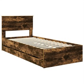 Rám postele s čelo Kouřový dub 75 x 190 cm Inženýrské dřevo 3408037