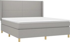 Box spring postel s matrací a LED světle šedá 160x200 cm textil 3138725
