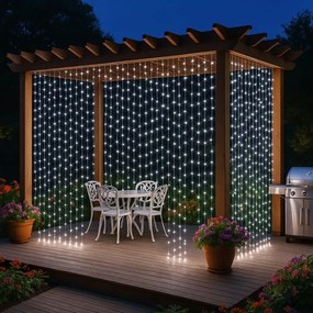 Venkovní světelný závěs 3×3 m, studeně bílý, 300 LED